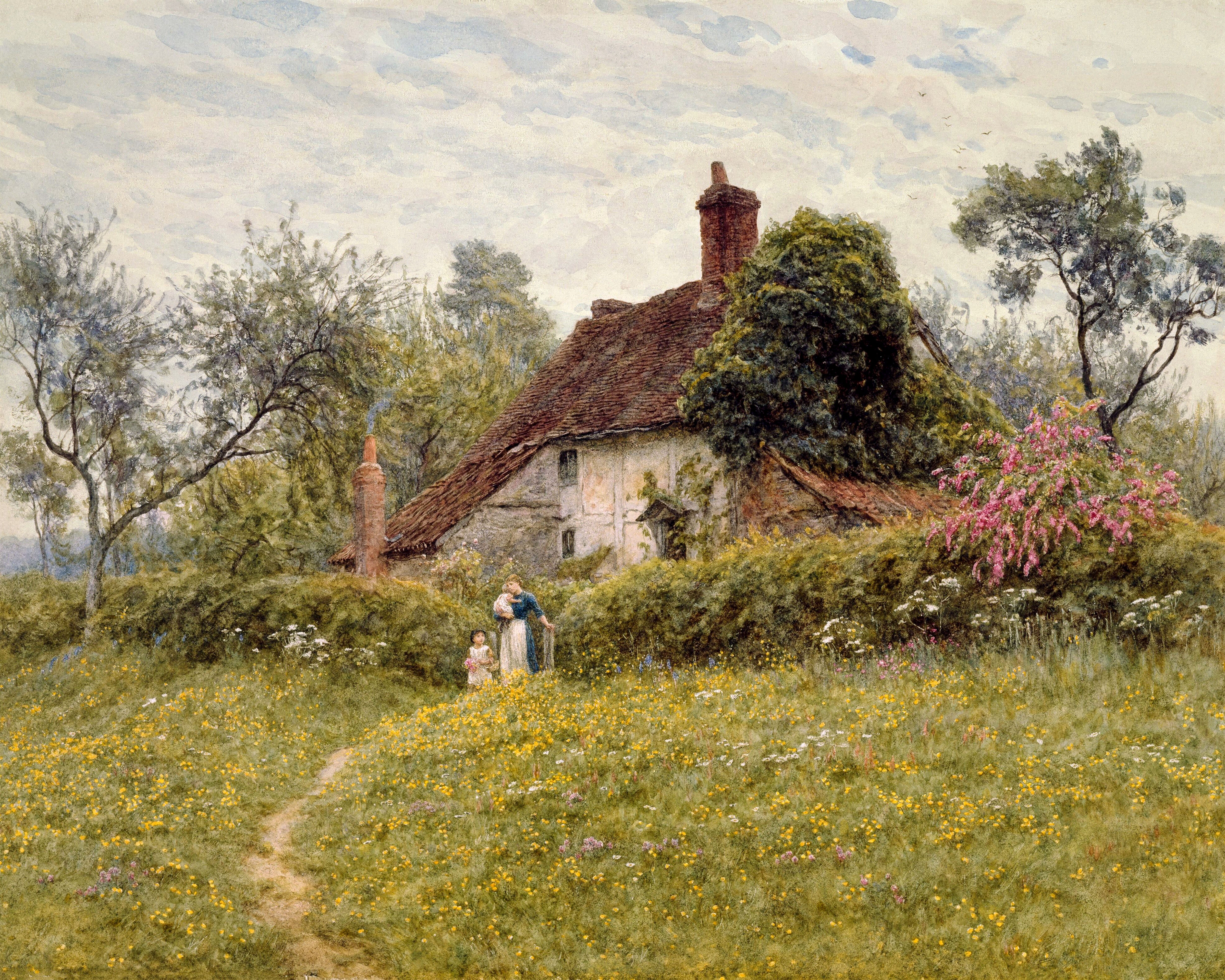 Vintage Art Print - Cottages at Pinner Cottagecore Decor – AnnaPrintsCo