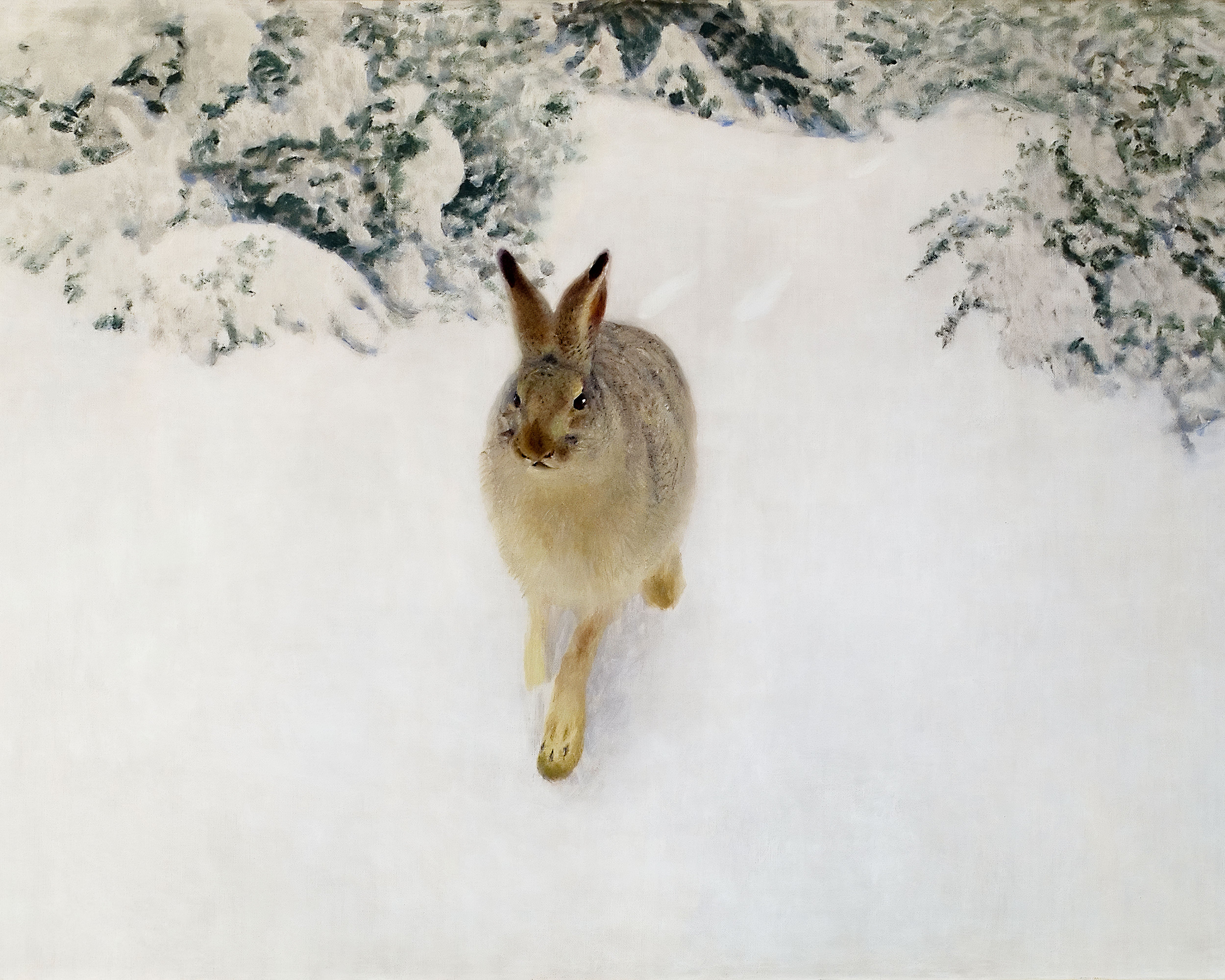 Vintage Art Print - Hare in Winter Landscape Painting – AnnaPrintsCo